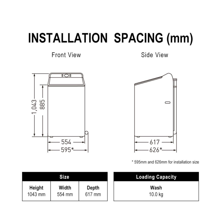 PANASONIC 10kg Non-Inverter Top Load Washer NA-F100A9DRT | 3 Star ...
