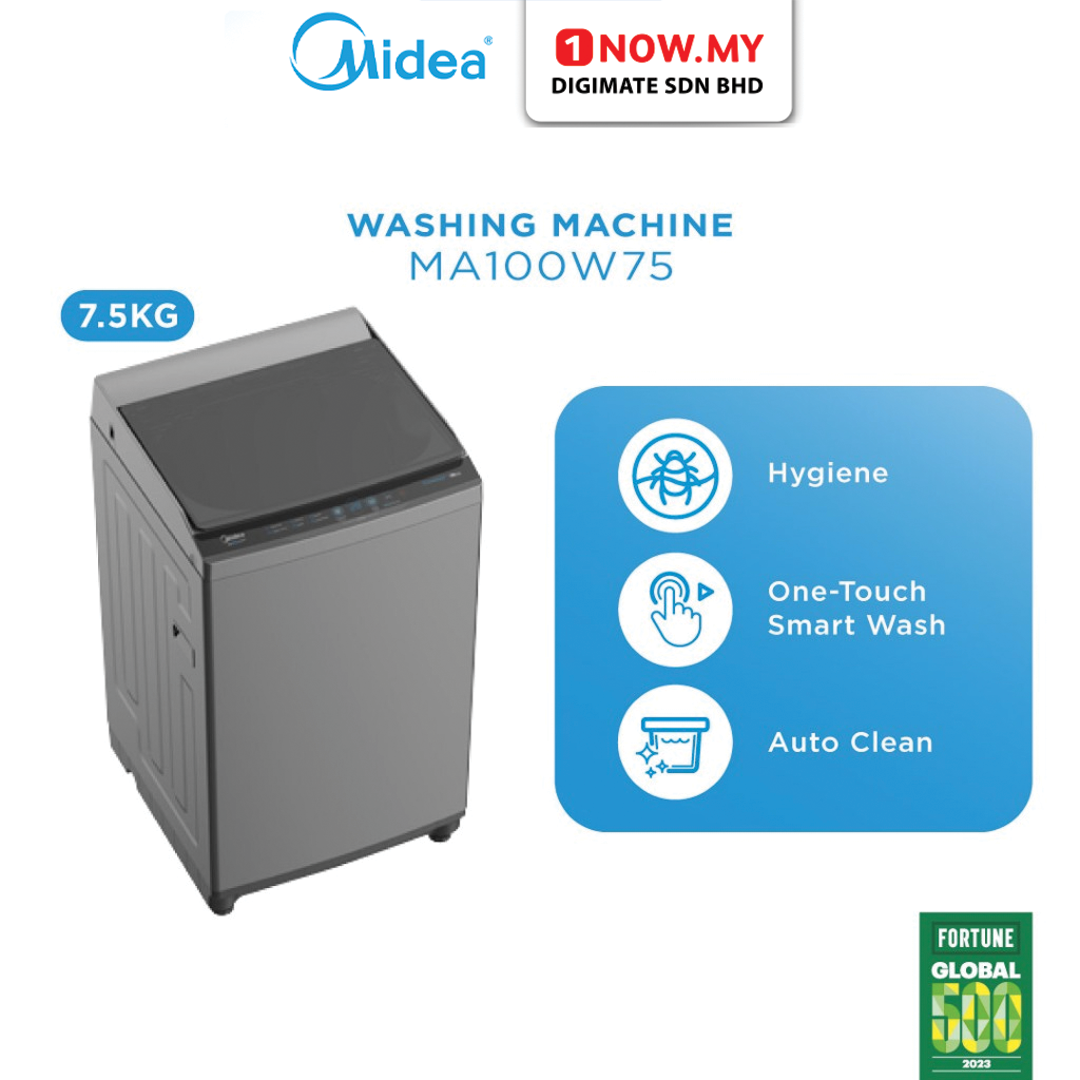MIDEA 7.5kg Top Load Washing Machine MA100W75 | Smart Wash Hygiene+ ...