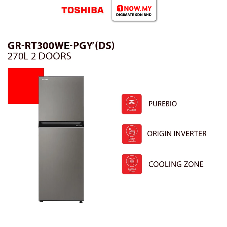TOSHIBA 270L Inverter Top Freezer Refrigerator GR-RT300WE-PMY(DS) | 5 ...