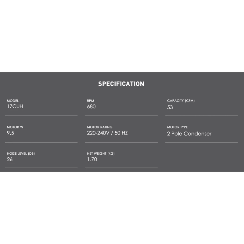 KDK Sirocco Ceiling Mount Ventilation Fan 17CUH | Steel Type (Pre Order ...