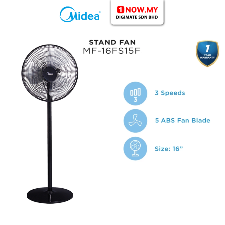 MIDEA 16" Stand Fan 5 Blade With Timer MF-16FS15F | Comfortable & Cool ...