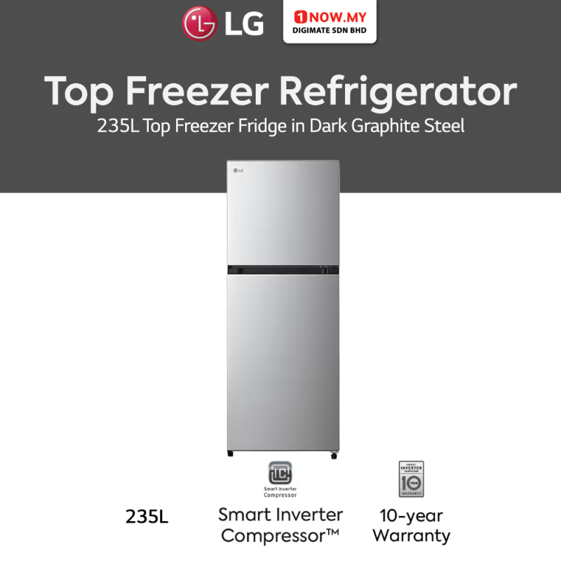 LG 235L Inverter Top Freezer Fridge GN-B212PQNF | Dark Graphite Steel 5 ...